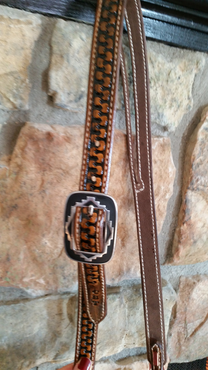 Serpentine Stamped Split Ear Headstall – Chalk Butte Tack